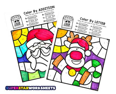 Christmas Color By Number - Superstar Worksheets