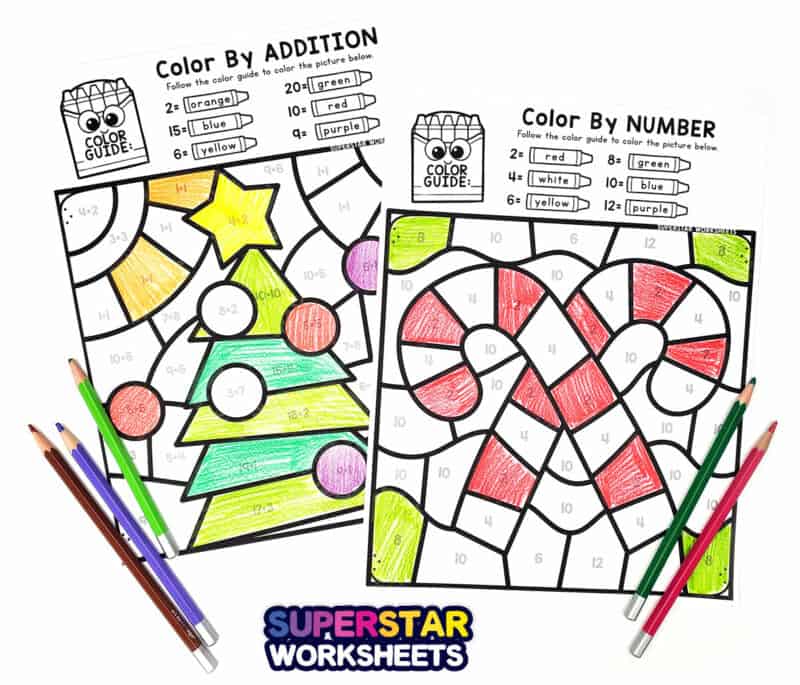 Christmas Color By Number - Superstar Worksheets