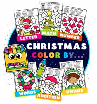 Christmas Color By Number - Superstar Worksheets