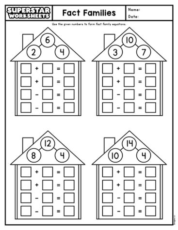 Fact Family Worksheets - Superstar Worksheets