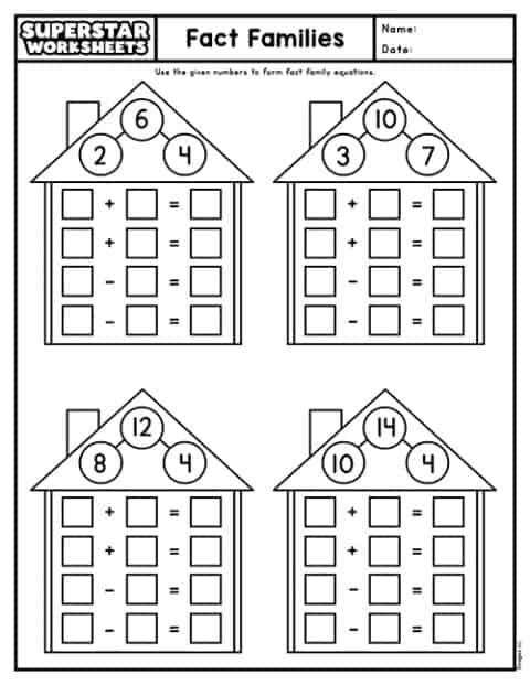 Fact Family Worksheets - Superstar Worksheets