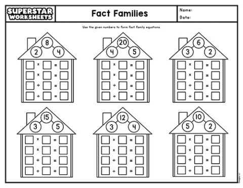 Fact Family Worksheets - Superstar Worksheets