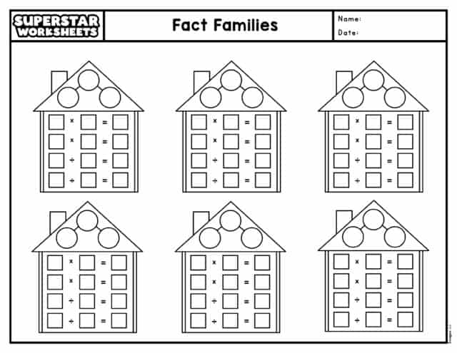 Fact Family Worksheets - Superstar Worksheets