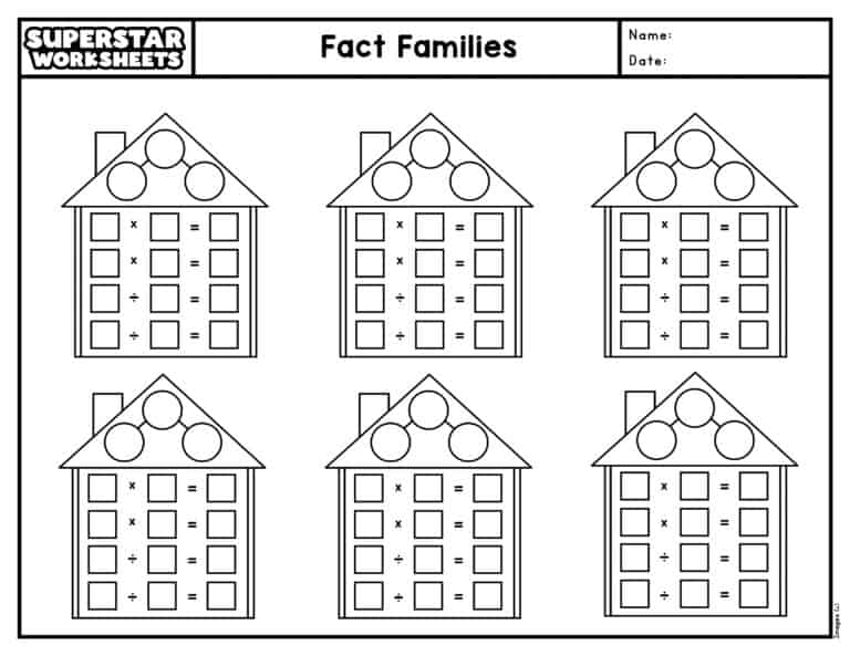Fact Family Worksheets - Superstar Worksheets