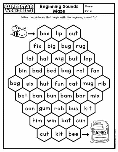Beginning Sounds Worksheets - Superstar Worksheets