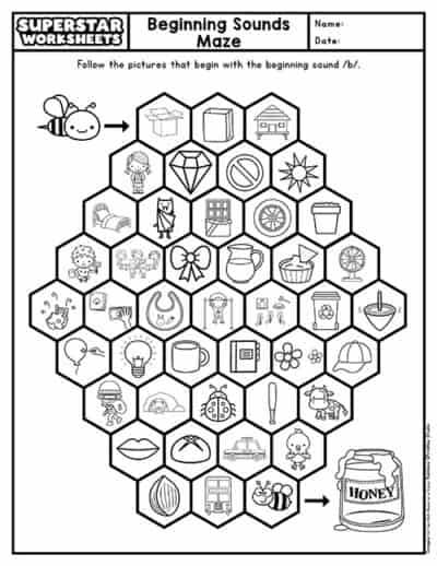 Beginning Sounds Worksheets - Superstar Worksheets