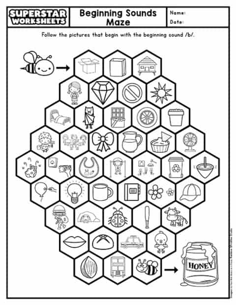 Beginning Sounds Worksheets - Superstar Worksheets