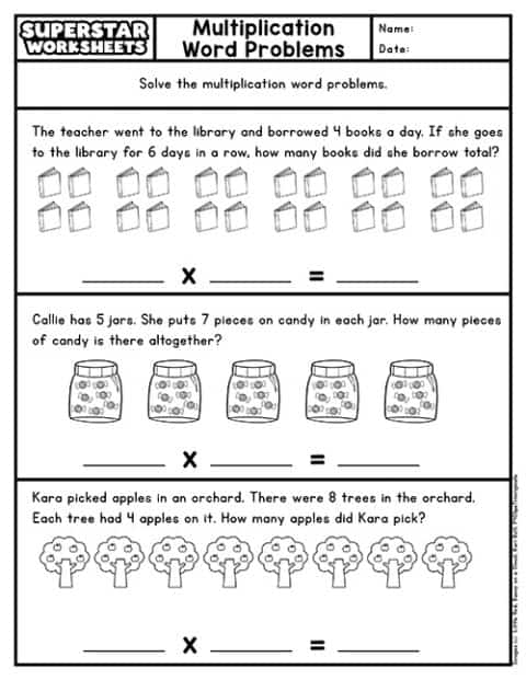 Multiplication Word Problems - Superstar Worksheets
