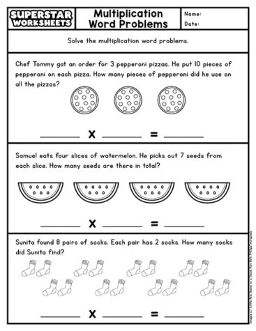 Multiplication Word Problems - Superstar Worksheets
