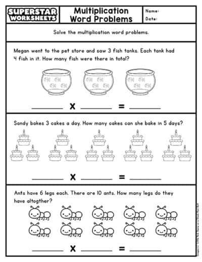Multiplication Word Problems - Superstar Worksheets