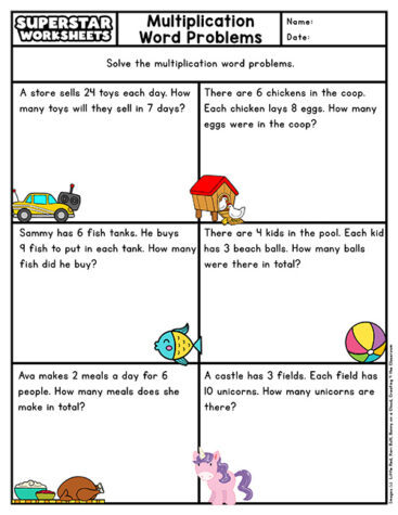 Multiplication Word Problems - Superstar Worksheets
