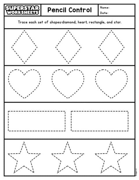 Pencil Control Worksheets - Superstar Worksheets