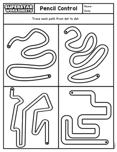 Pencil Control Worksheets - Superstar Worksheets