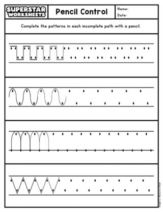 Pencil Control Worksheets - Superstar Worksheets