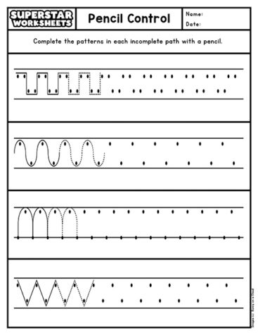 Pencil Control Worksheets - Superstar Worksheets