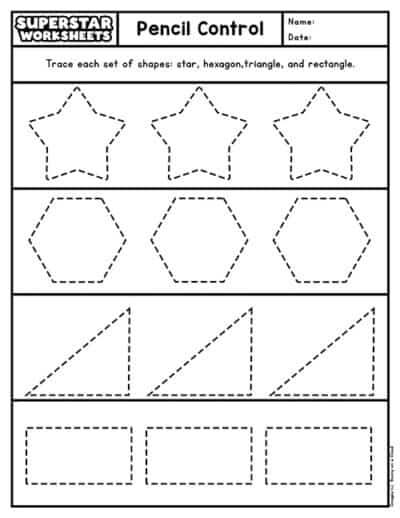 Pencil Control Worksheets - Superstar Worksheets