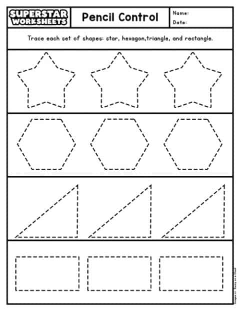 Pencil Control Worksheets - Superstar Worksheets