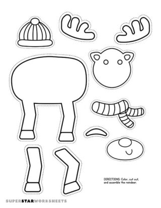 Reindeer Template (Free Printables) - Superstar Worksheets