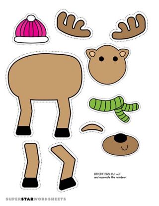 Reindeer Template (Free Printables) - Superstar Worksheets