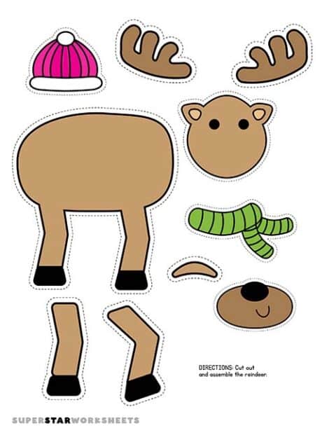 Reindeer Template (Free Printables) - Superstar Worksheets