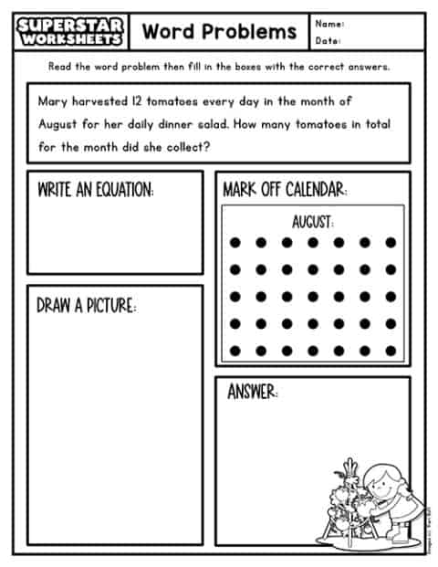 Multiplication Word Problems - Superstar Worksheets