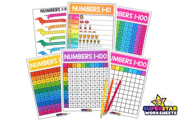 Number Charts - Superstar Worksheets