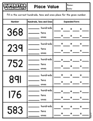 Place Value Worksheets - Superstar Worksheets