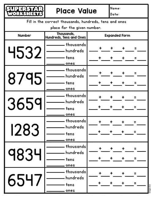 Place Value Worksheet Grade 4 Place Value Worksheet Grade 4