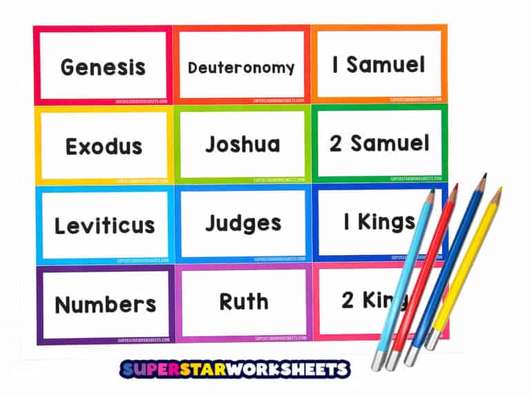 Books of the Bible Flashcards - Superstar Worksheets