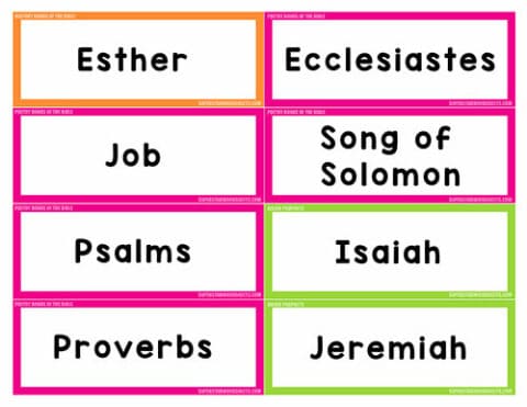 Books of the Bible Flashcards - Superstar Worksheets