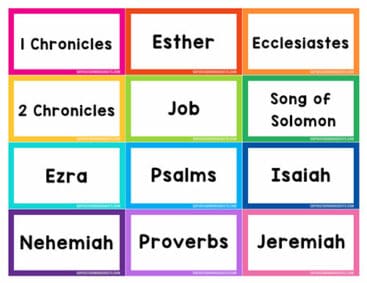 Books of the Bible Flashcards - Superstar Worksheets