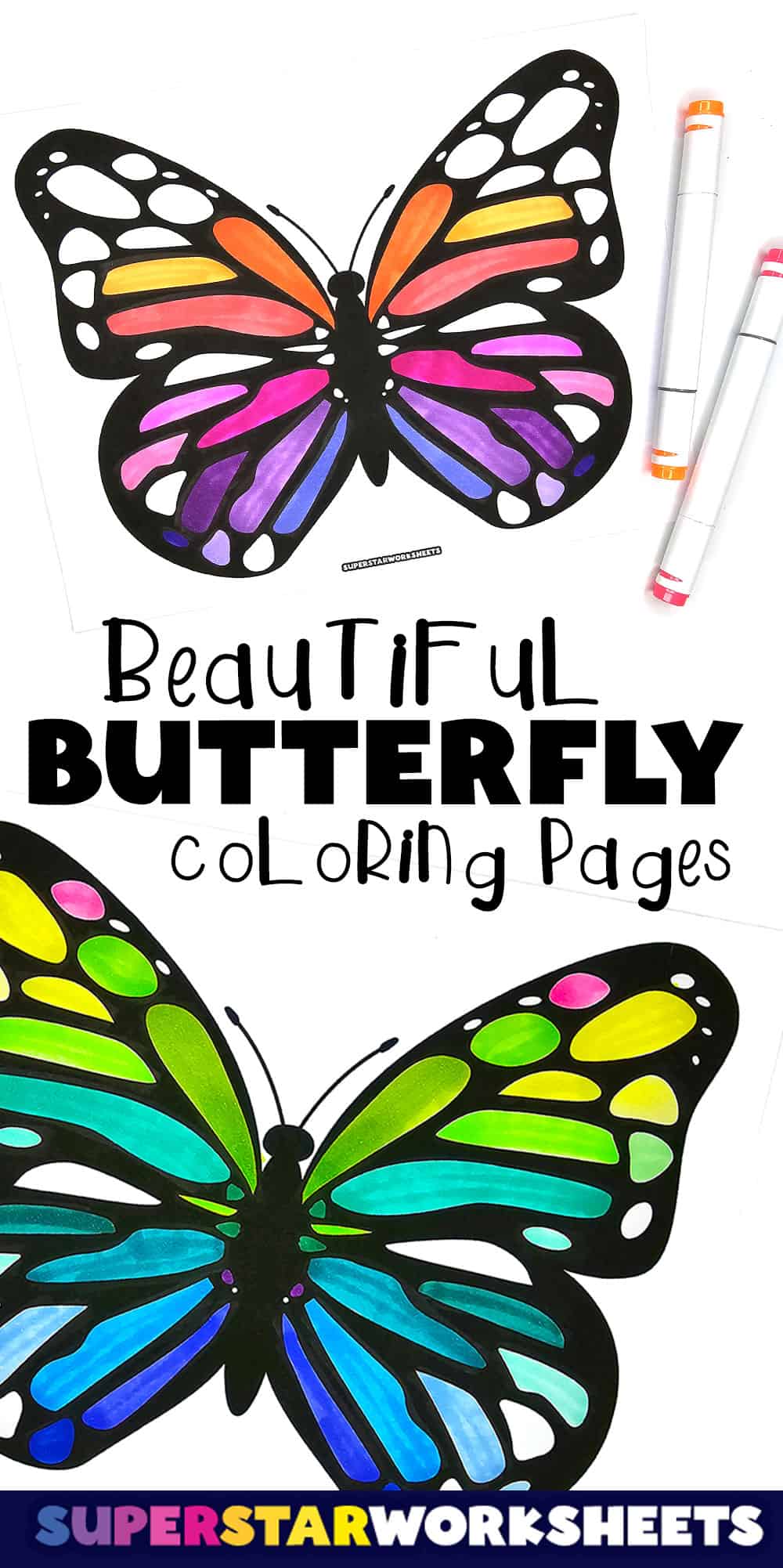 Beautiful Butterflies Coloring Page - Superstar Worksheets