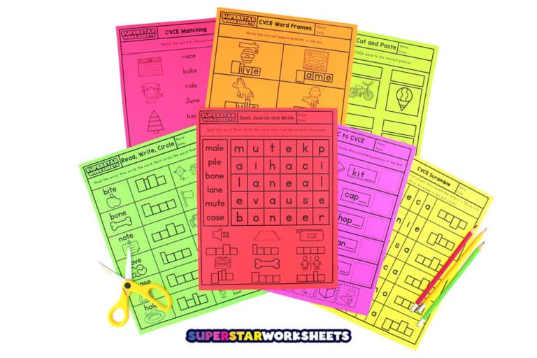 CVCE Words Worksheets - Superstar Worksheets