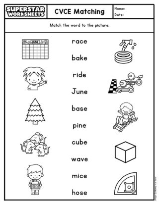 CVCE Words Worksheets - Superstar Worksheets