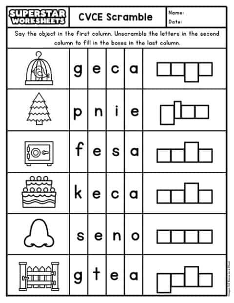 CVCE Words Worksheets - Superstar Worksheets