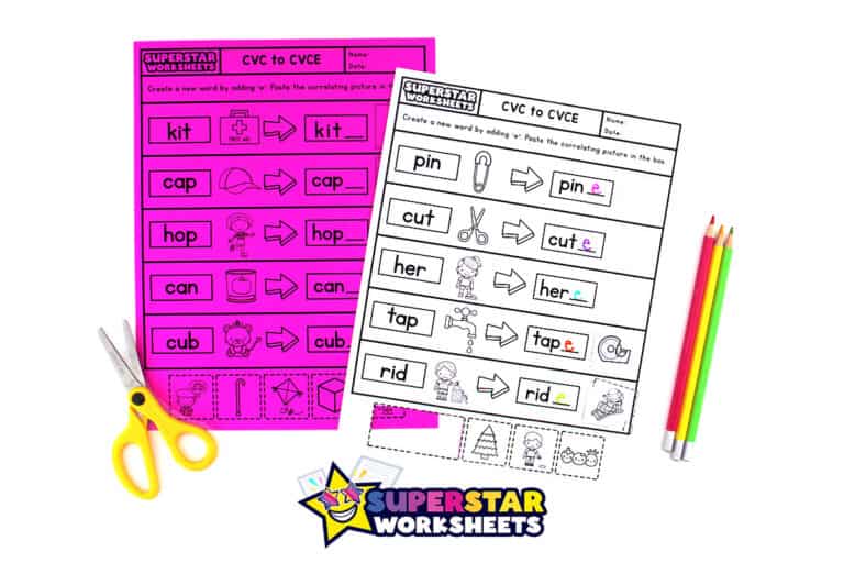 CVCE Words Worksheets - Superstar Worksheets