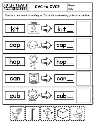 CVCE Words Worksheets - Superstar Worksheets