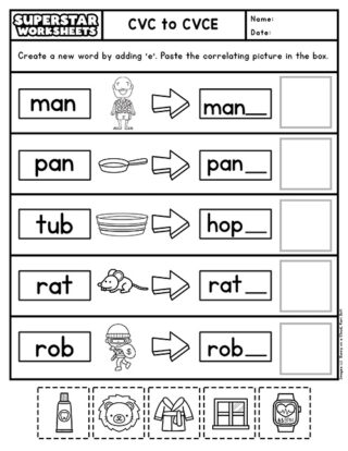 CVCE Words Worksheets - Superstar Worksheets