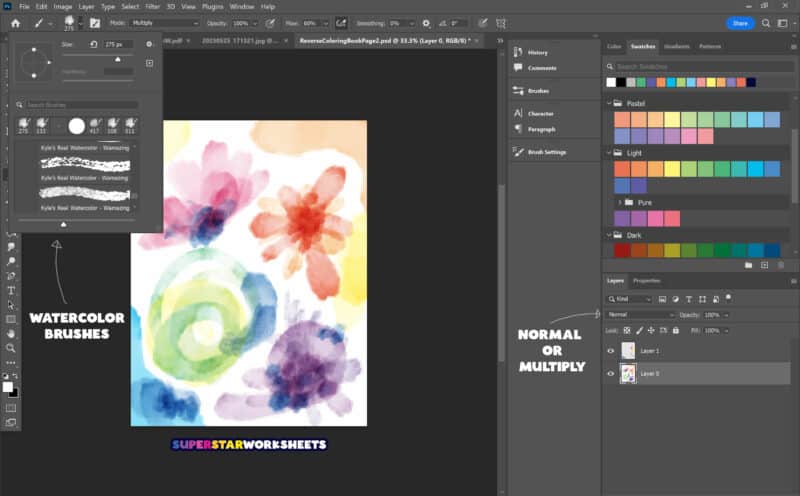 Reverse Coloring Art Pages for Kids (Free Printables) - Superstar ...