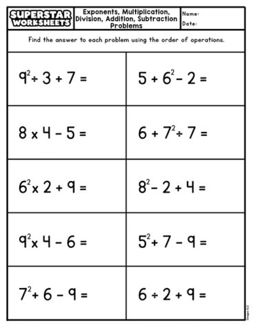 Order of Operations Worksheets - Superstar Worksheets