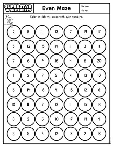 Odd and Even Number Worksheets - Superstar Worksheets