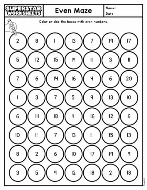 Odd and Even Number Worksheets - Superstar Worksheets