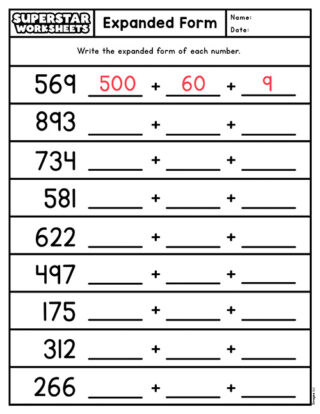 Place Value Worksheets - Superstar Worksheets