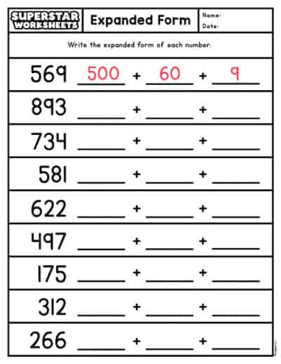 Place Value Worksheets - Superstar Worksheets