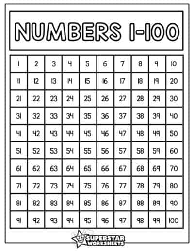 Number Charts - Superstar Worksheets