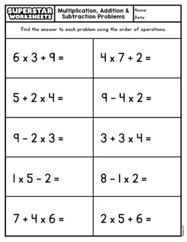 Order of Operations Worksheets - Superstar Worksheets
