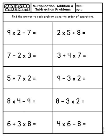 Order of Operations Worksheets - Superstar Worksheets
