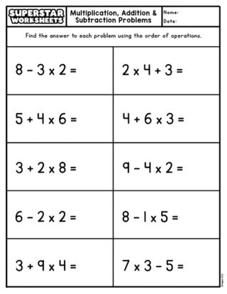 Order of Operations Worksheets - Superstar Worksheets