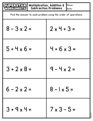 Order of Operations Worksheets - Superstar Worksheets