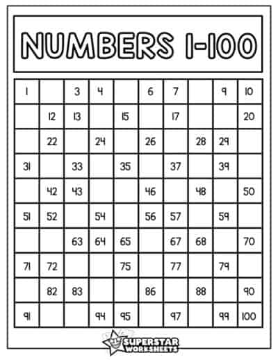 Number Charts - Superstar Worksheets